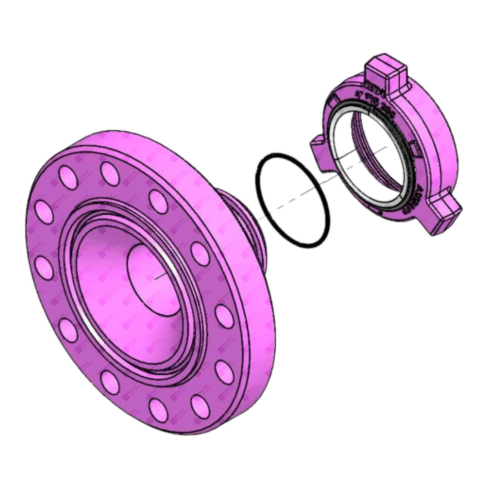 Flange Adapter 7-1/16" 3K X 4" Fig 206 Male DET Integral 2,000 Psi Sou ...