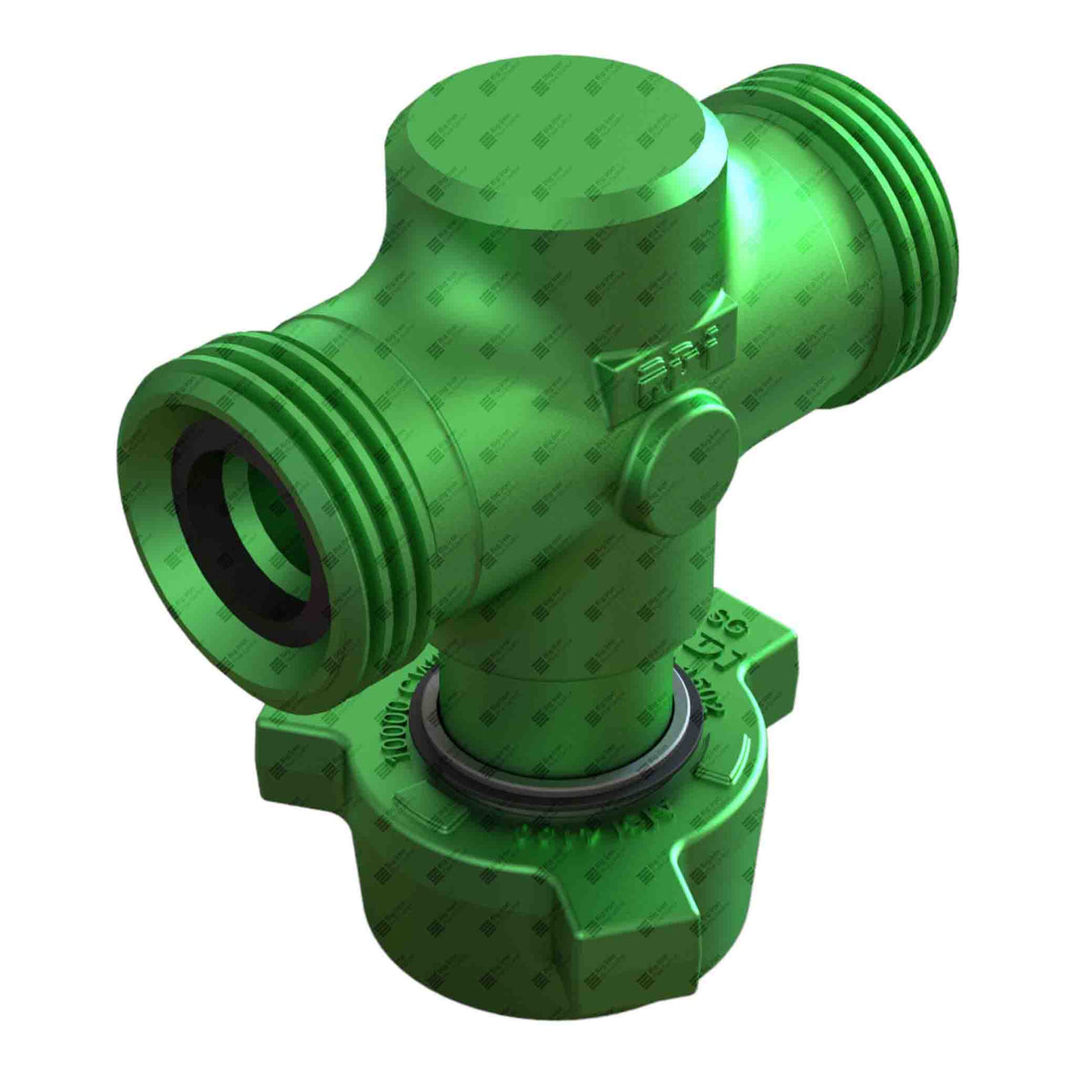 Tee, 5x7, 2” 1502 FxFxM, 10000 psi, Sour Service – Big Iron Flow Control